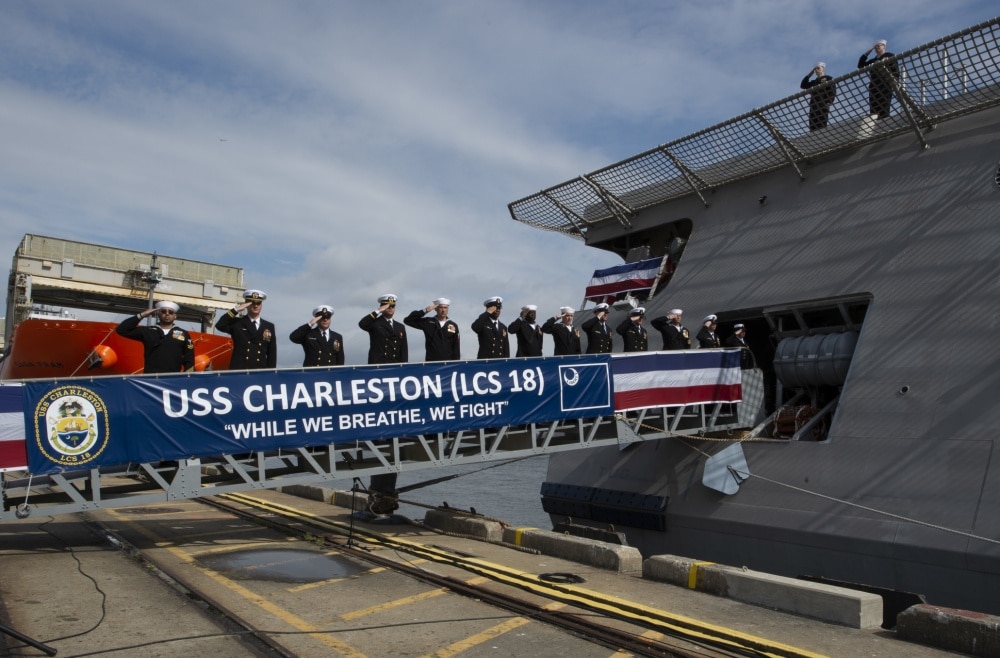 VIDEO: USS Charleston, Navy's 16th littoral combat ship, is ...