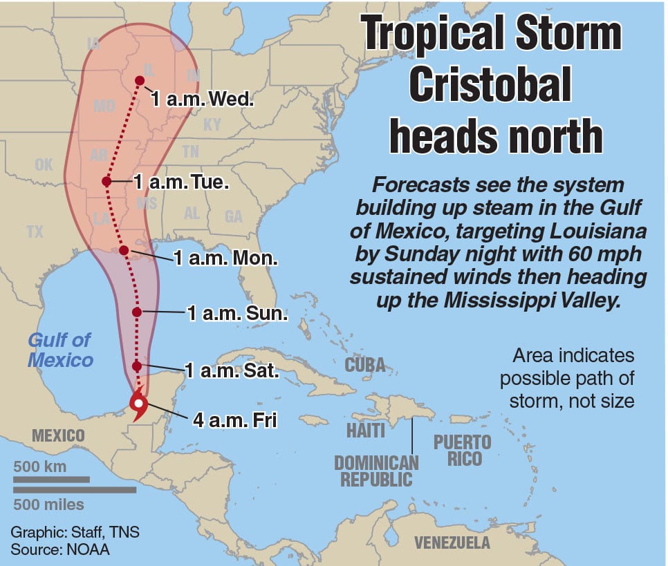 Cristobal forecast to turn into tropical storm again in Gulf of Mexico ...