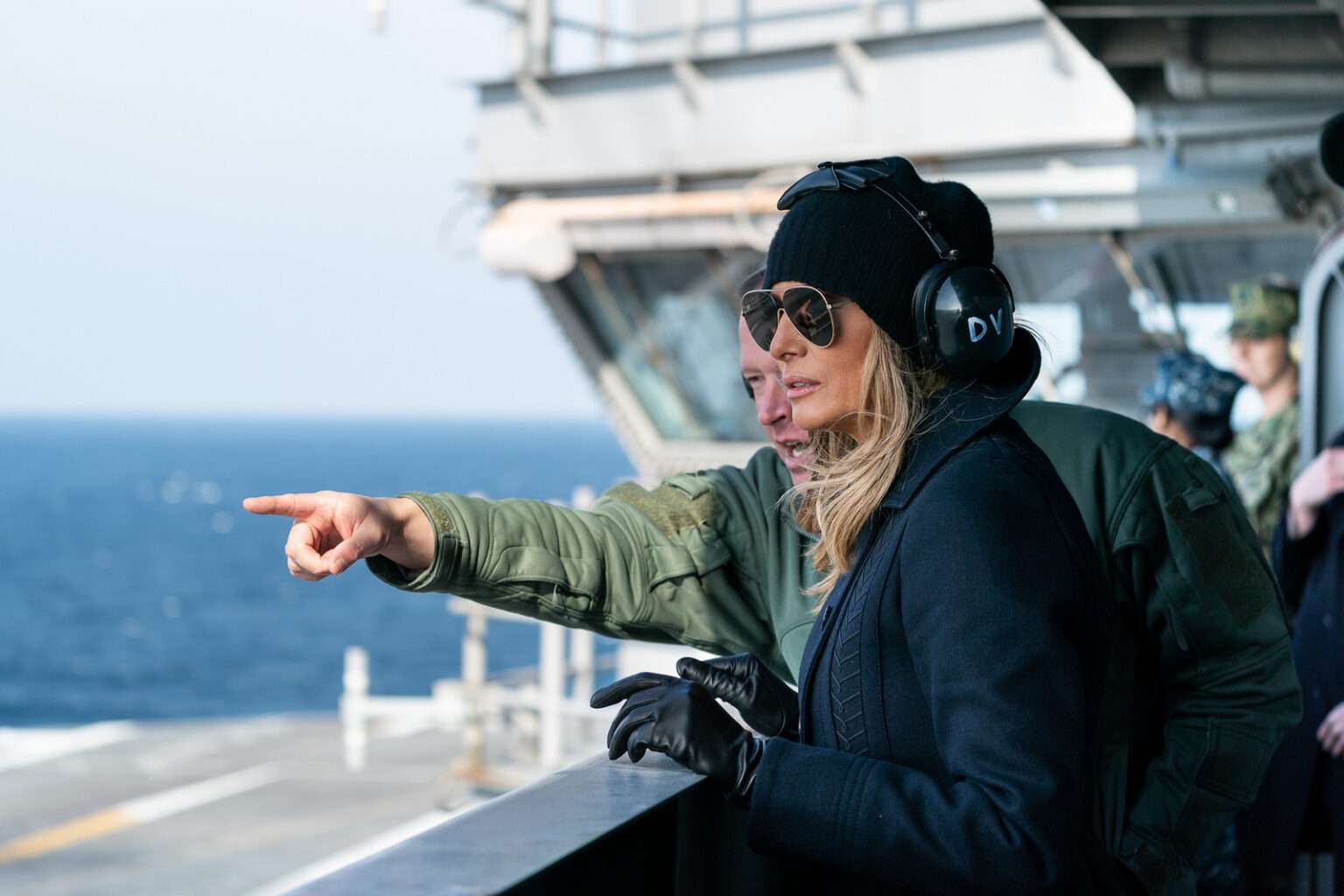 PHOTOS: Melania Trump on an aircraft carrier, with F-22, visiting ...