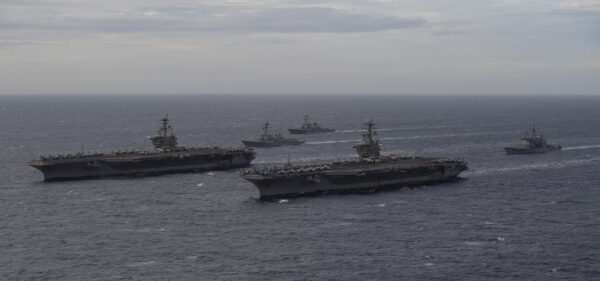 Rare Pics: 2 US aircraft carrier strike groups join forces right on China's doorstep | American ...