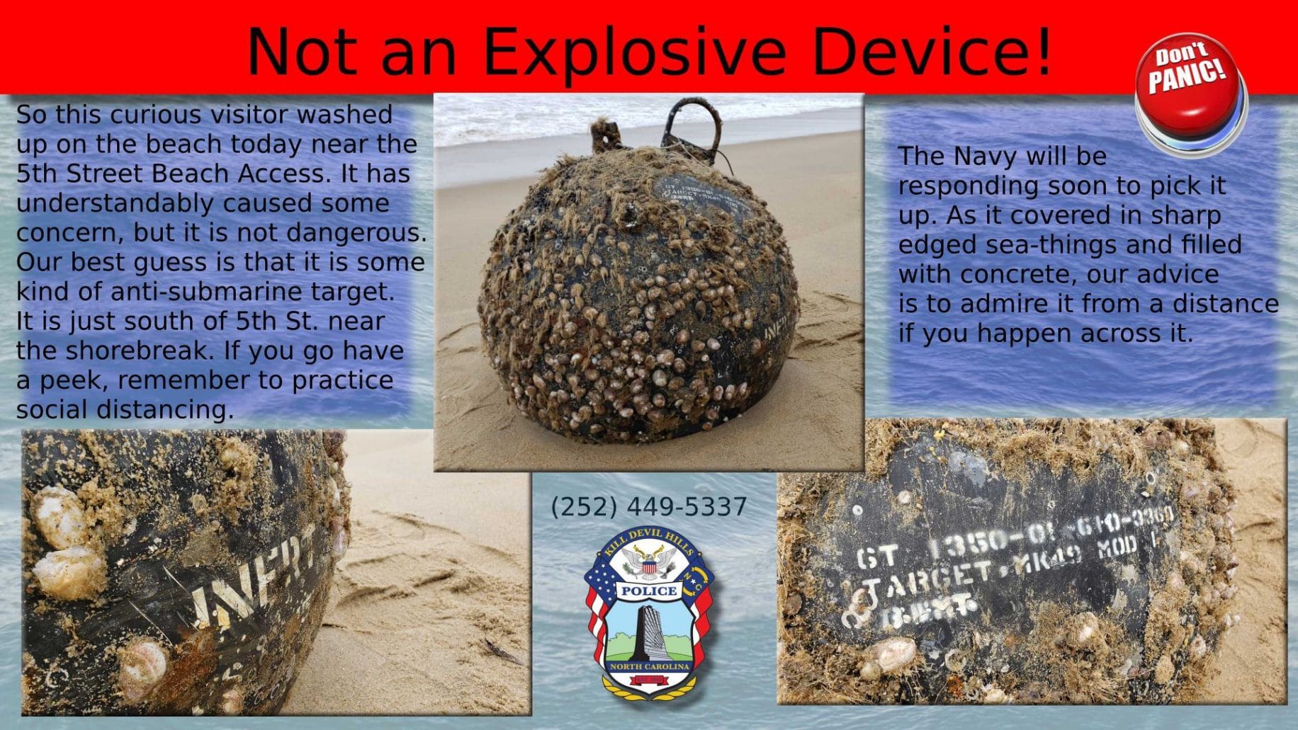 Suspicious military device washes up on beach. It won't explode, cops ...
