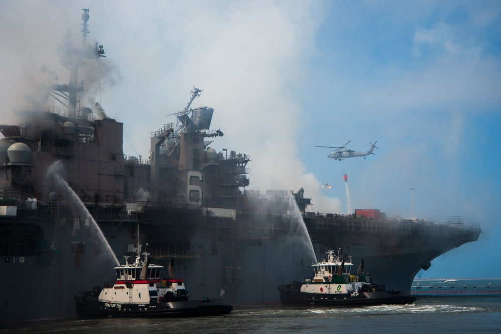 Video/Pics: US warship still on fire after 2 days – 59 injured ...
