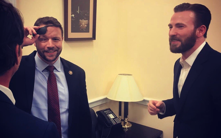 Navy SEAL Rep. Crenshaw shows his Captain America glass eye to Captain ...