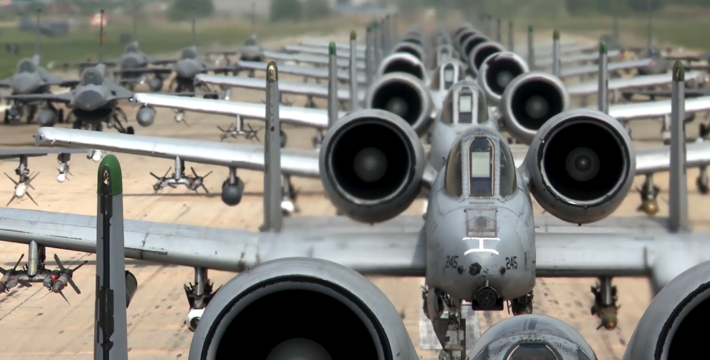 US Air Force stages massive elephant walk at Kadena Air Base, Japan