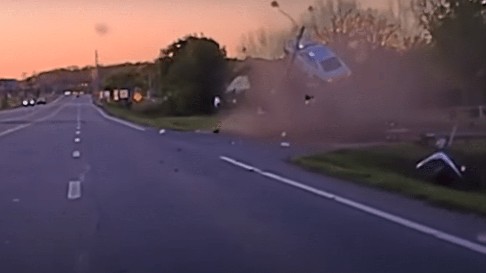 Video: Cop car launches into air at 100 mph during high speed chase ...