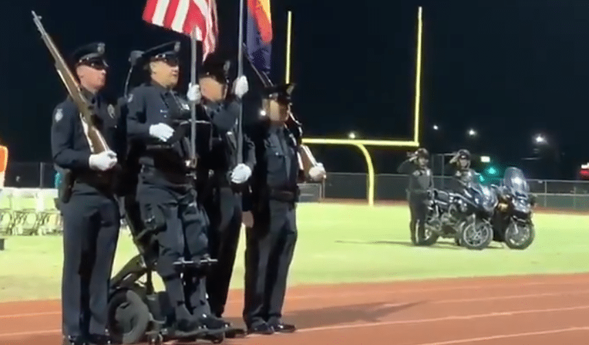 VIDEO: Paralyzed AZ cop stands for National Anthem for first time in 14 ...