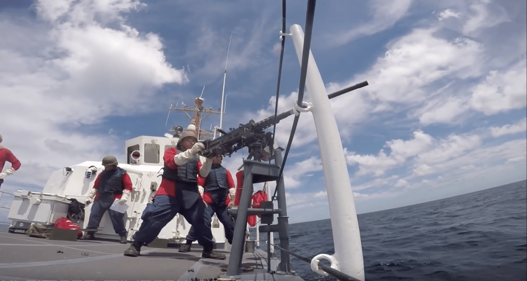 Watch US Coast Guard Cutter Manta run powerful machine gun drills off ...