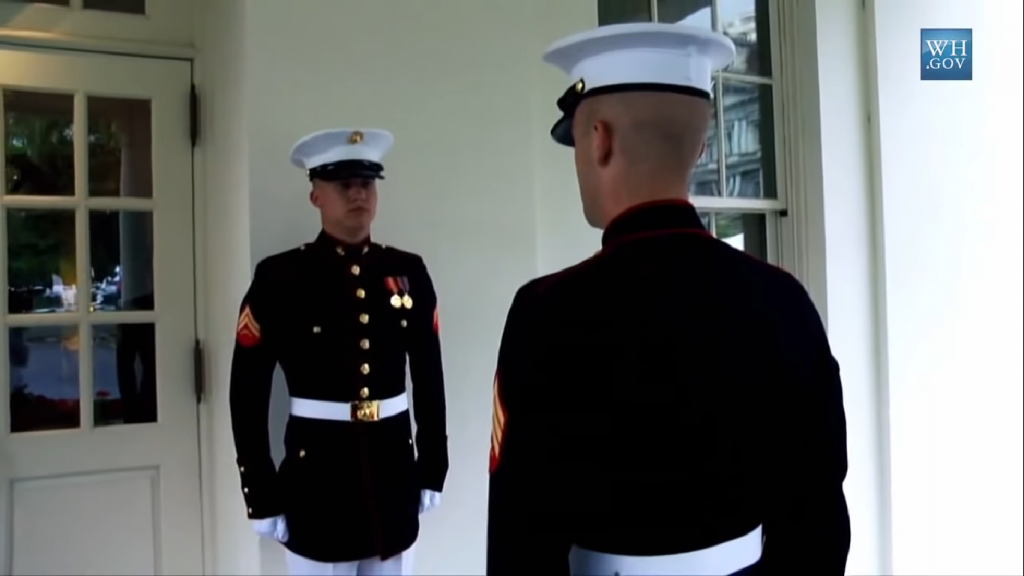 A look at the elite Marines that stand sentry outside the West Wing ...