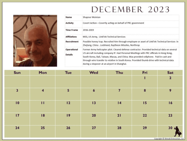 PICS: 'Chinese Espionage calendar' features new Chinese spy monthly