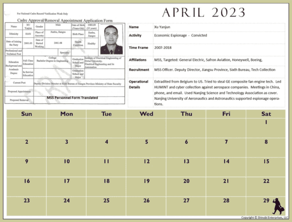 PICS: 'Chinese Espionage calendar' features new Chinese spy monthly